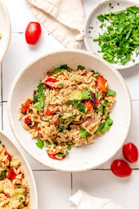 Lemon Garlic Orzo With Roasted Vegetables