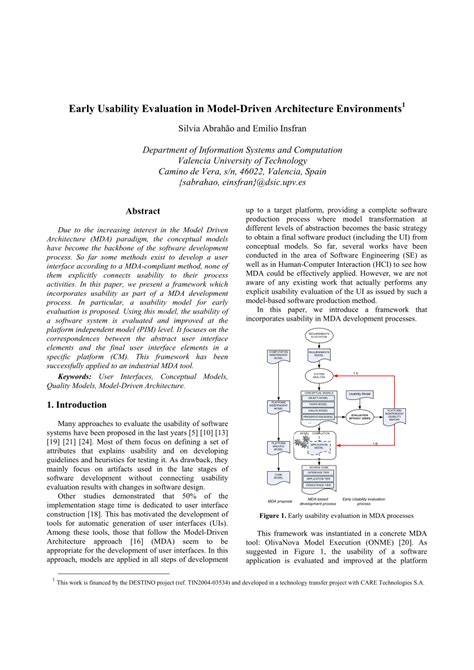 pdf early usability evaluation in model driven architecture environments
