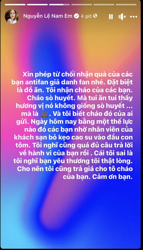 Nam Em bức xúc tố antifan bỏ chất thải vào đồ ăn quyết nhờ pháp luật