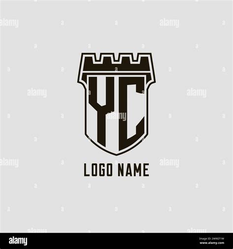 Monogram YC With Shield Fortress Logo Design Style Vector Graphic Stock