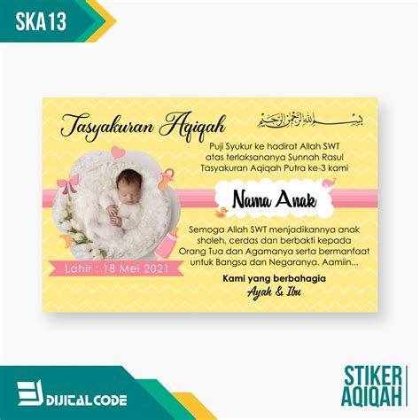 Jual SKA13 Stiker Label Syukuran Aqiqah Kelahiran Anak Shopee Indonesia