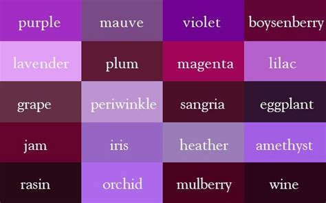 Purple Color Palette With Names