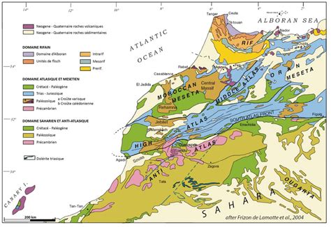 Carte G Ologique Du Maroc Simplifi E D Apr S Frizon De Lamotte Et Al