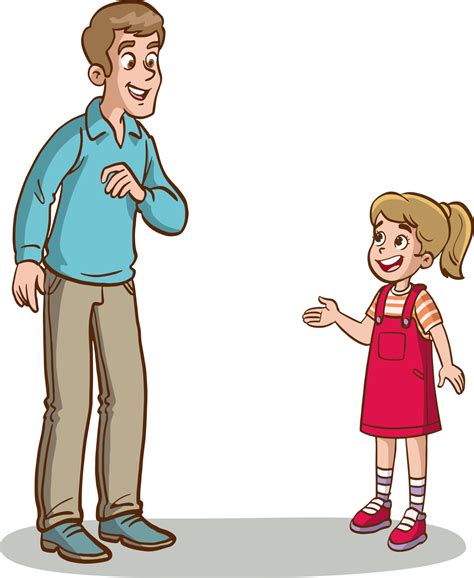 niños y hombre de pie hablando padre e hijos hablando vector 17309553