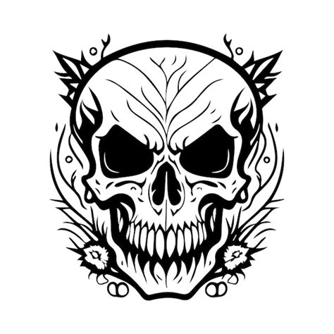 Una calavera con un diseño de llama Vector Premium
