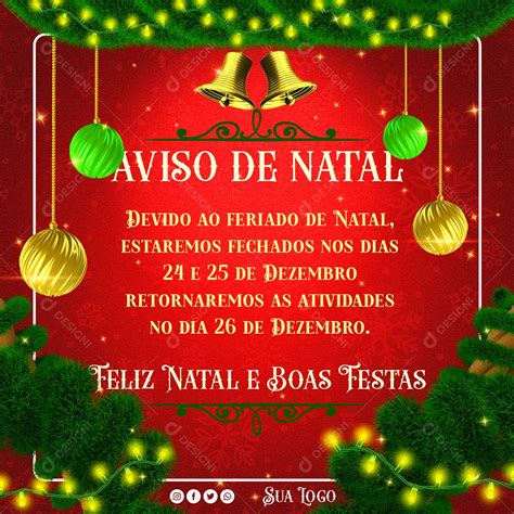 Aviso De Natal Devido Ao Feriado De Natal Estaremos Fechados Nos Dias