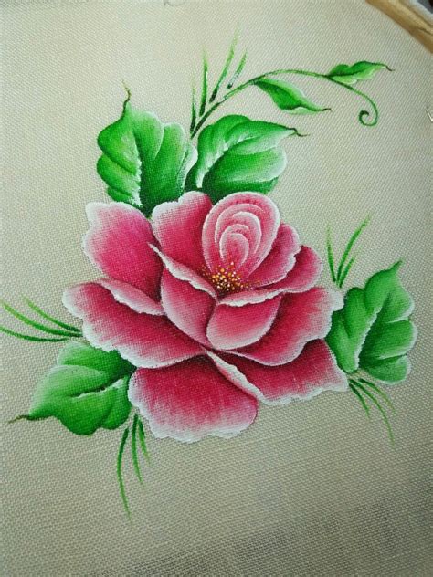 Rosa In Acrilico Su Lino Pinturas De Rosa Pintura Em Tecido Bonecas