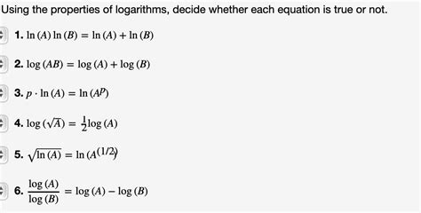 solved using the properties of logarithms decide whether