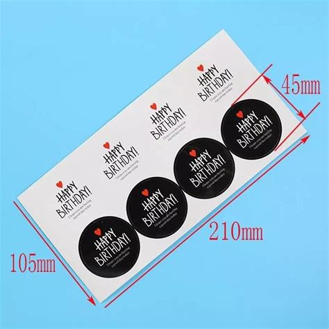 Happy Birthday Label Stickers Craft Paper Black And White Hobbies