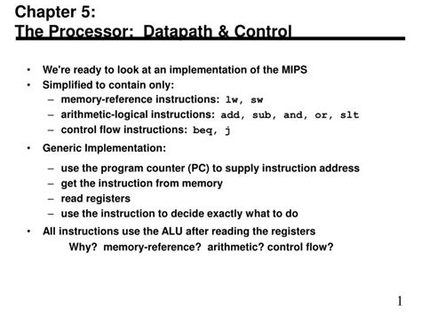 ppt chapter 5 the processor datapath and control powerpoint presentation id 1319452