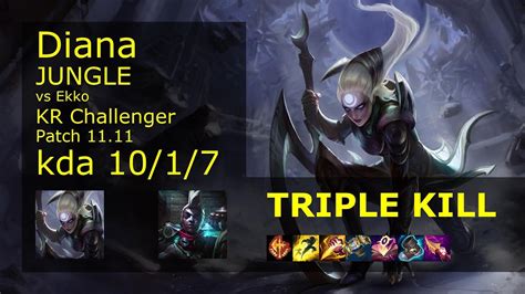 Diana Jungle vs Ekko KR Challenger 10 1 7 Patch 11 11 Gameplay 롤