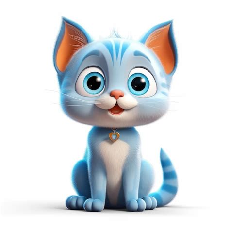 Lindo Adorable Gato De Dibujos Animados Sobre Fondo Blanco Foto Premium