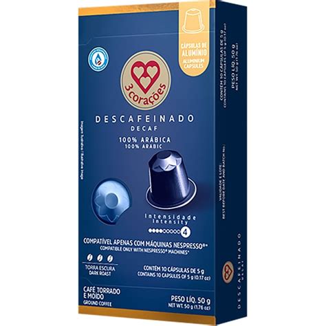 Cápsula de café Compatível Nespresso Descafeinado Três Corações