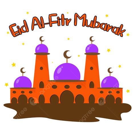 Feliz Eid Al Fitr Mubarak Linda Ilustración PNG Luna Ligero