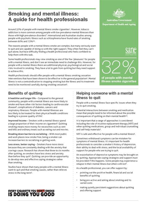 Smoking And Mental Illness A Guide For Health Professionals