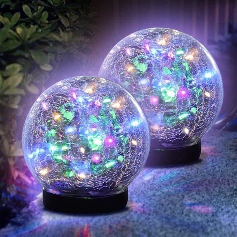YESCUSTOM 2 Lampes Solaire Verre Craquelé Boule Lumineuse LED IP65