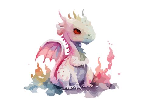 Cute Baby Dragon Watercolor SVG Clipart Illustration Par