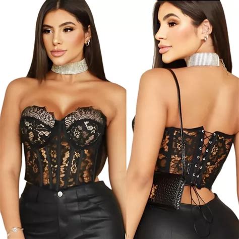 Cropped Corselet Blusa Renda Tomara Q Caia Ilhos Nas Costas Frete Gr Tis