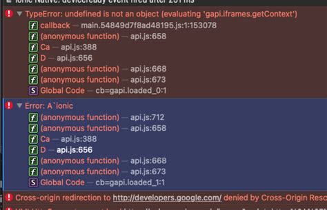 CORS Error Accessing Developers Google With Ionic 6 Cordova And