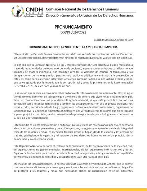 CNDH en México on Twitter Pronunciamiento de la CNDH frente a la