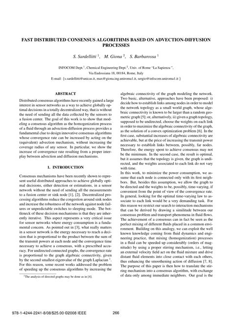 pdf fast distributed average consensus algorithms based on advection diffusion processes