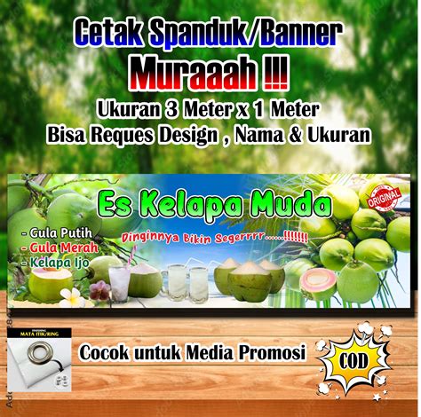 Spanduk Es Kelapa Muda I Banner Es Kelapa Ukuran Meter X Meter