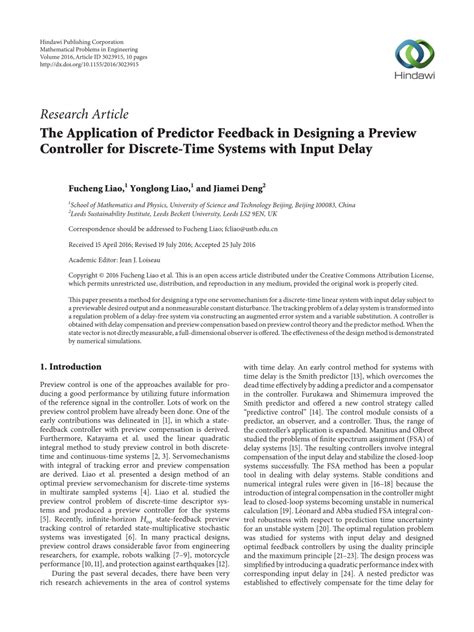 pdf the application of predictor feedback in designing a preview controller for discrete time