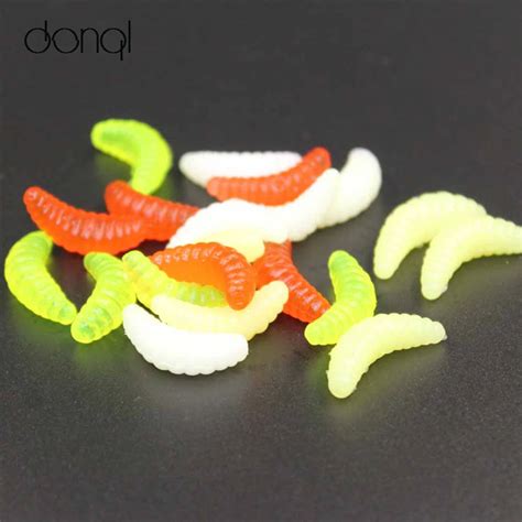 50pcs Lot Maggot Grub Soft Baits Smell Worms Glow Shrimps Luminous