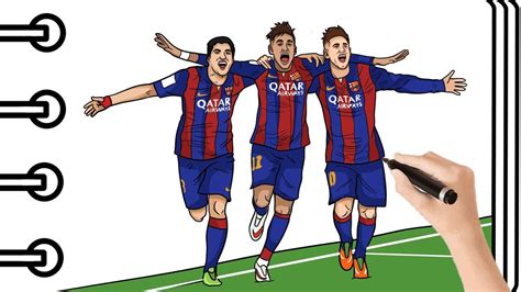 Como Dibujar a MESSI NEYMAR y SUÁREZ MSN Paso a Paso How to Draw