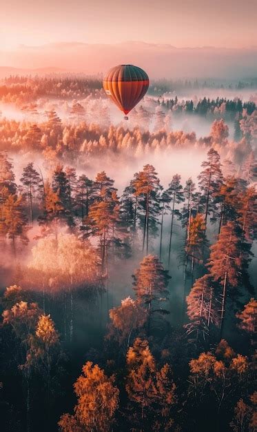 Une montgolfière au dessus d un paysage de rêve réaliste Image