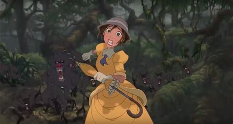 Jane Running For Her Life From The Baboons In The Baboon Chase Disney Films Tarzan And Jane