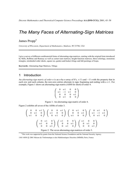 the many faces of alternating sign matrices james propp