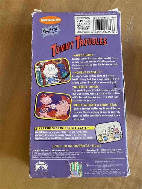 Rare OOP Vintage Rugrats Tommy Troubles VHS 1996 Original Orange Tape