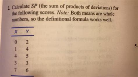 solved calculate sp the sum of products of deviations for