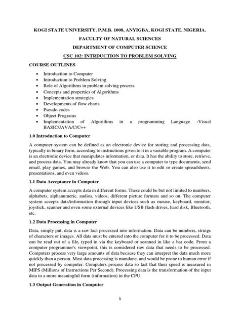 csc 102 introduction to problem solving pdf operating system algorithms