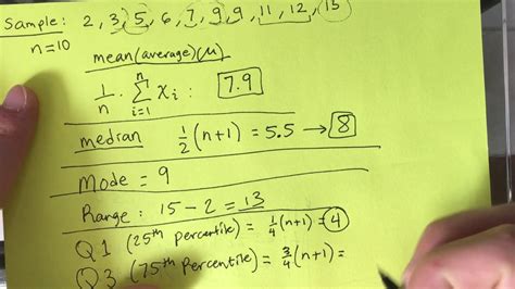 mean median mode q1 q3 youtube