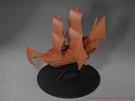Galleon Flying Fantasy Ship Model Compatible With DnD Spelljammer By