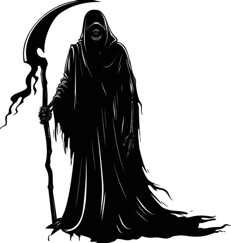 Ai Generated Silhouette Grim Reaper Black Color Only Full Body Body