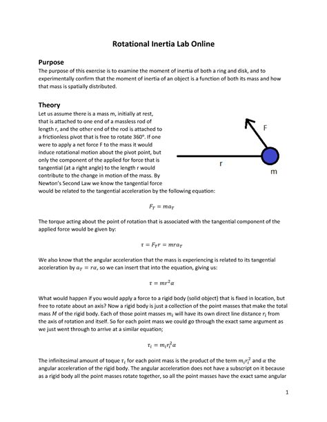 moment of inertia lab rotational inertia lab online purpose the purpose of this exercise is to