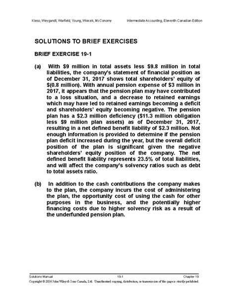 Ch 19 Solution For Acct SOLUTIONS TO BRIEF EXERCISES BRIEF EXERCISE