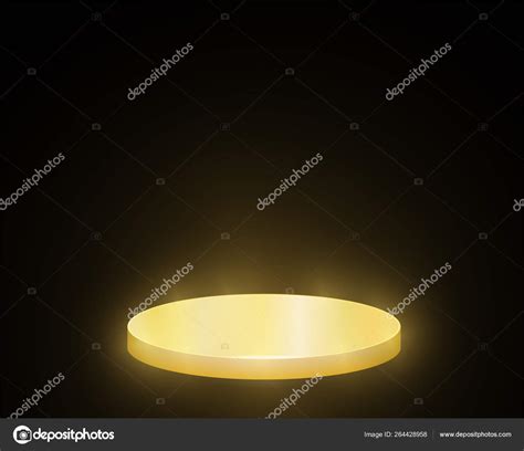 Pi Destal Rond Dor Sanctifi Par La Lumi Re Podium Blanc Vide
