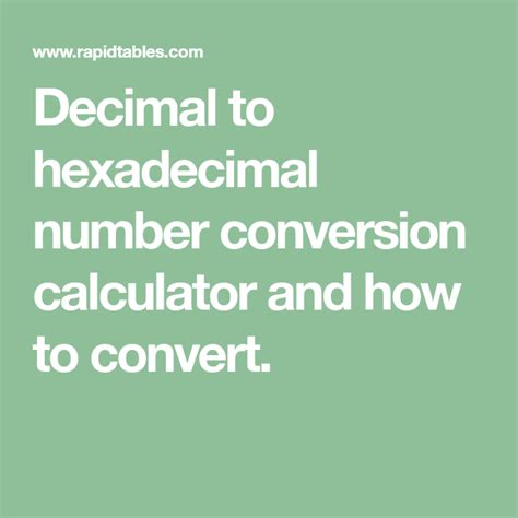decimal to hexadecimal number conversion calculator and how to convert decimals conversion