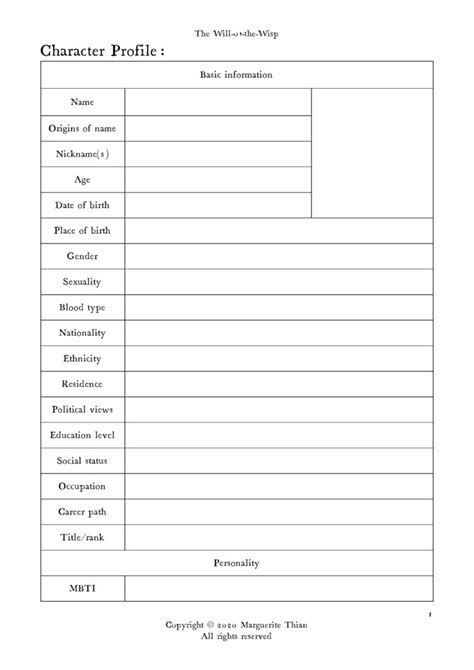 Character Profiles Getting To Know Your Characters Free Templates
