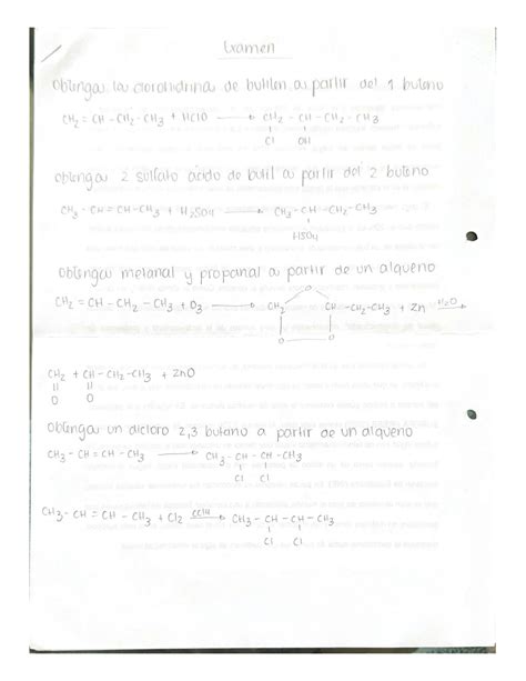 SOLUTION Ejercicios Tipo Examen Quimica Organica Studypool