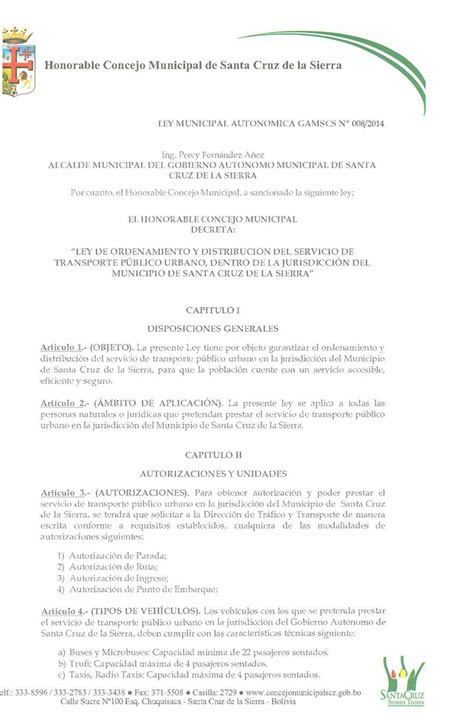 Ley Autonómica Municipal Nº 8 2014