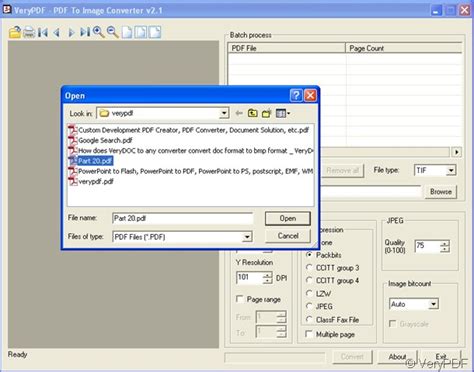 is there any tool to convert pdf file to multipage tiff quickly with good quality verypdf