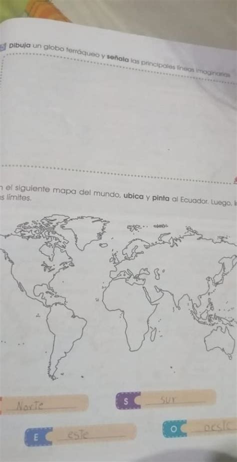 En El Siguiente Mapa Del Mundo Ubica Y Pinta Al Ecuador Luego Indica