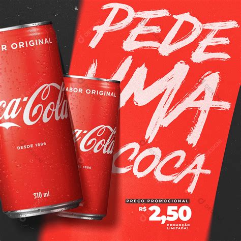 Refrigerante Coca Cola Lata Social Media PSD Editável Bares Bebidas