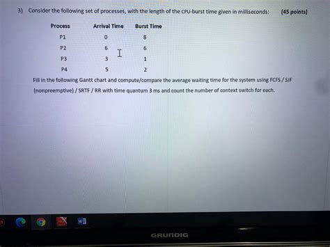 Consider The Following Set Of Processes With The Length Of The Cpu
