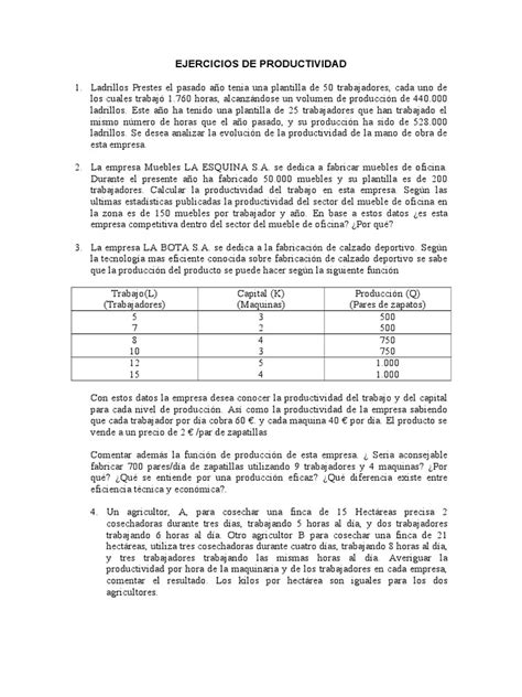 PDF Ejercicios de Productividad 2º de Bachillerato DOKUMEN TIPS